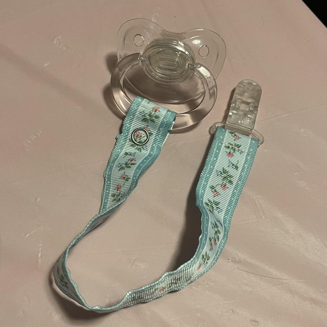 Adult pacifier clear with leash clip #agere... - Depop