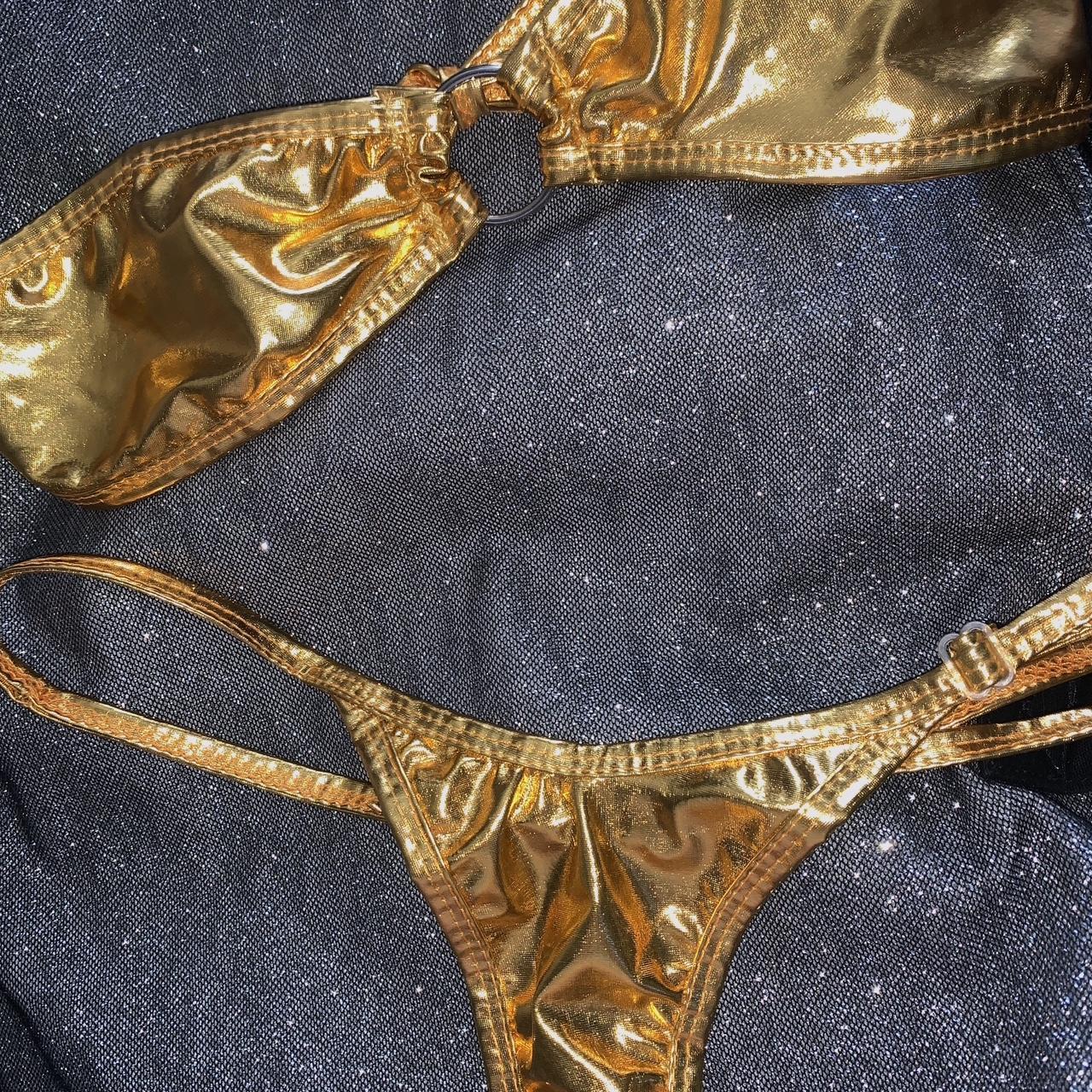 Gold two piece, top and thong. Brand new never used - Depop