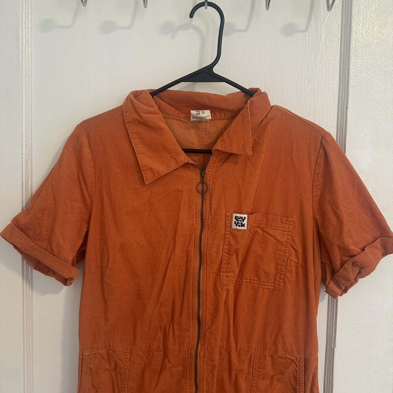 Lucy & Yak flame orange corduroy ragan jumpsuit!... - Depop