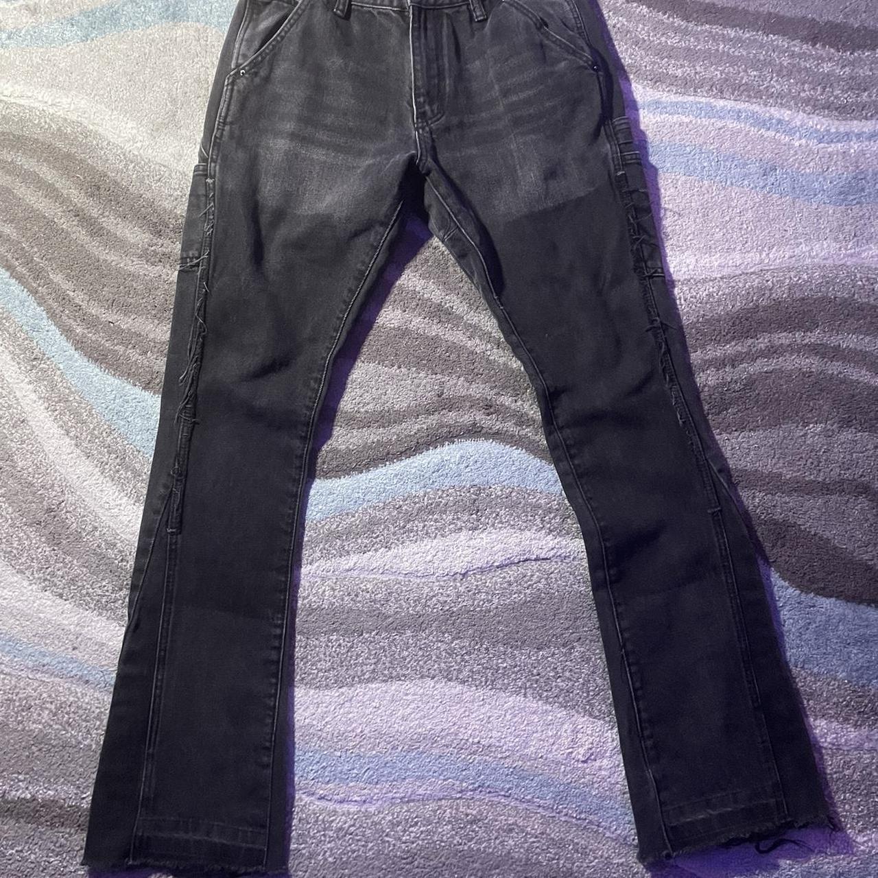 MNML black flared distressed jeans Only worn a... - Depop