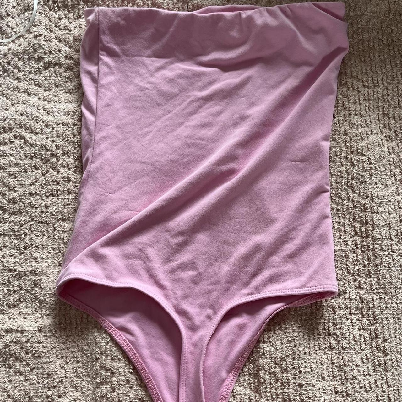 glassons pink tube strapless bodysuit size XS worn... - Depop