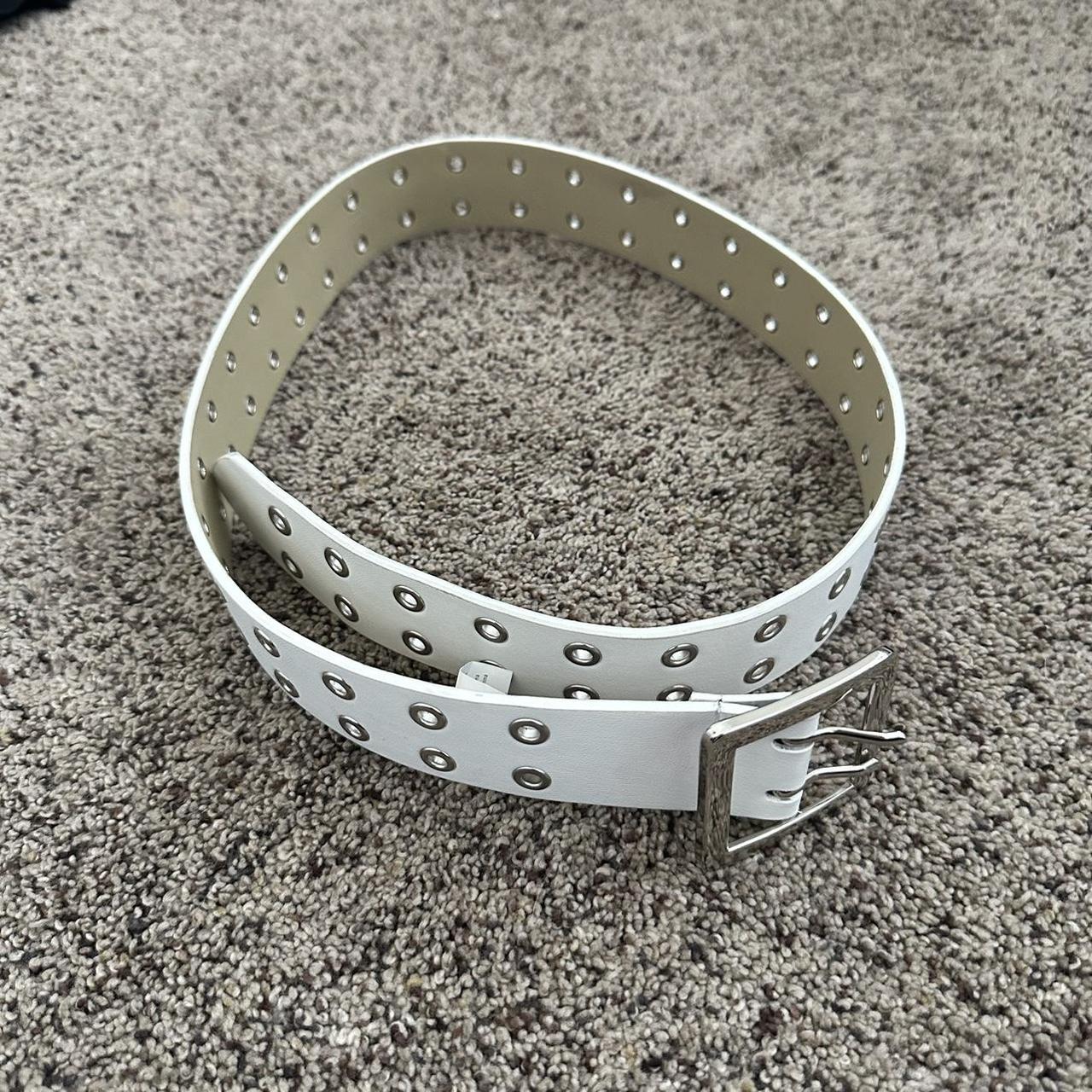 White studded belt. Has a few marks on it but not... - Depop