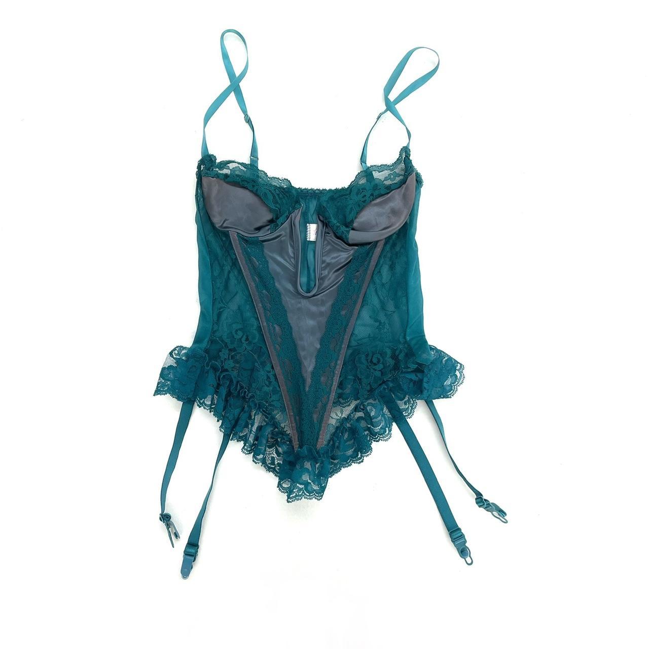 Vintage Satin and Lace Corset by FOH - size Small... - Depop