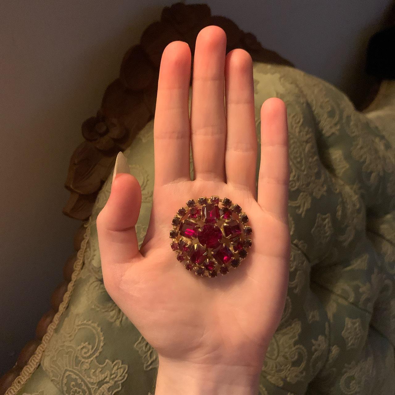 antique victorian faux ruby pin brooch - Depop