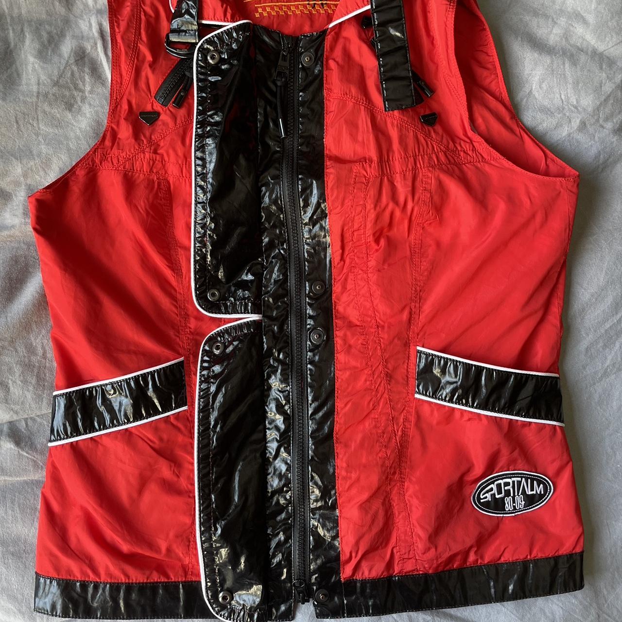 Vintage red and black PVC vinyl nylon water proof... - Depop