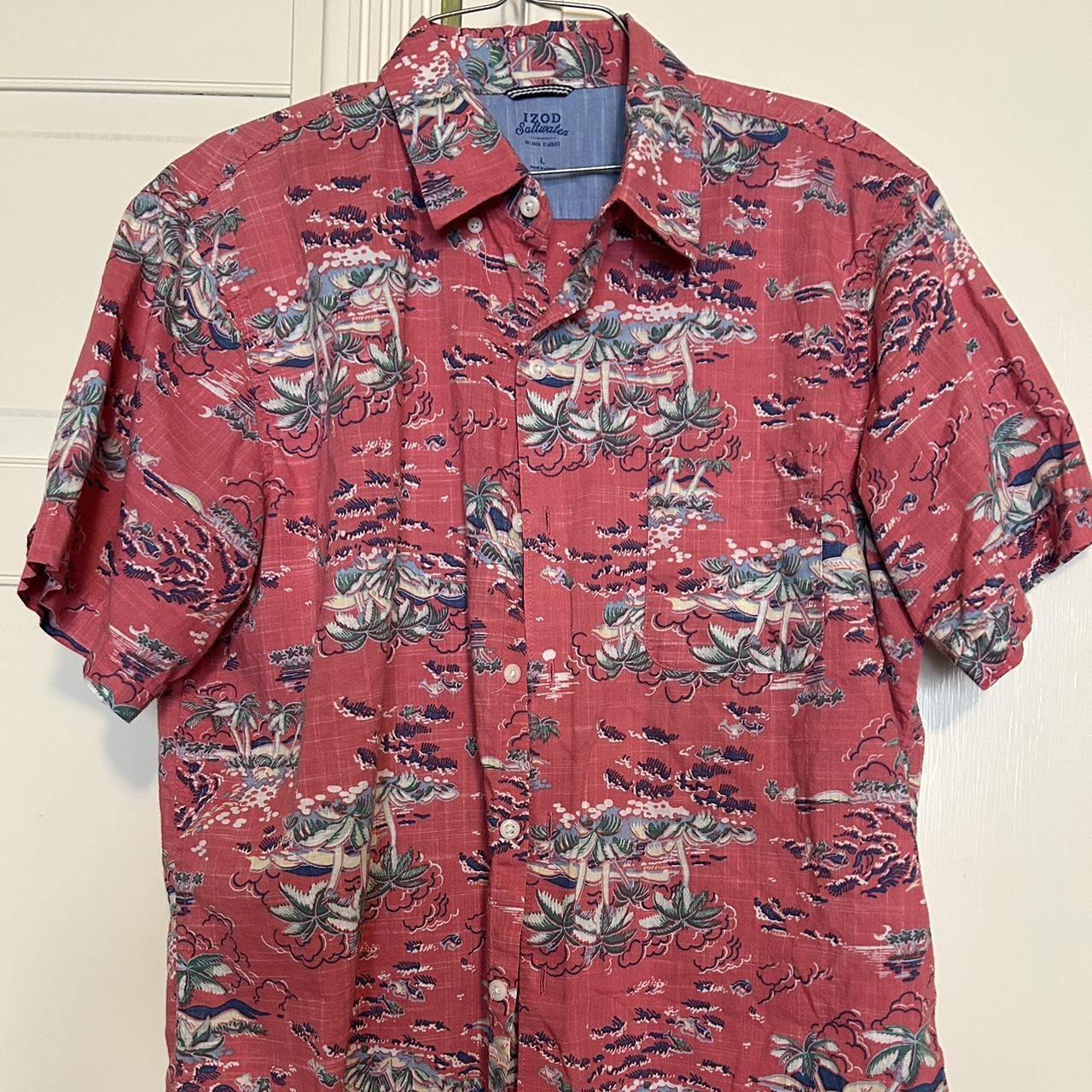 Red Izod Hawaiian shirt - Depop