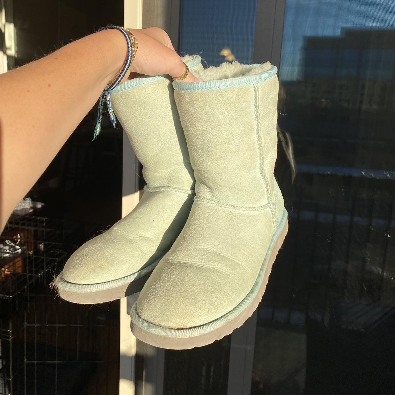 light blue uggs. worn not too much with a LOT of... - Depop
