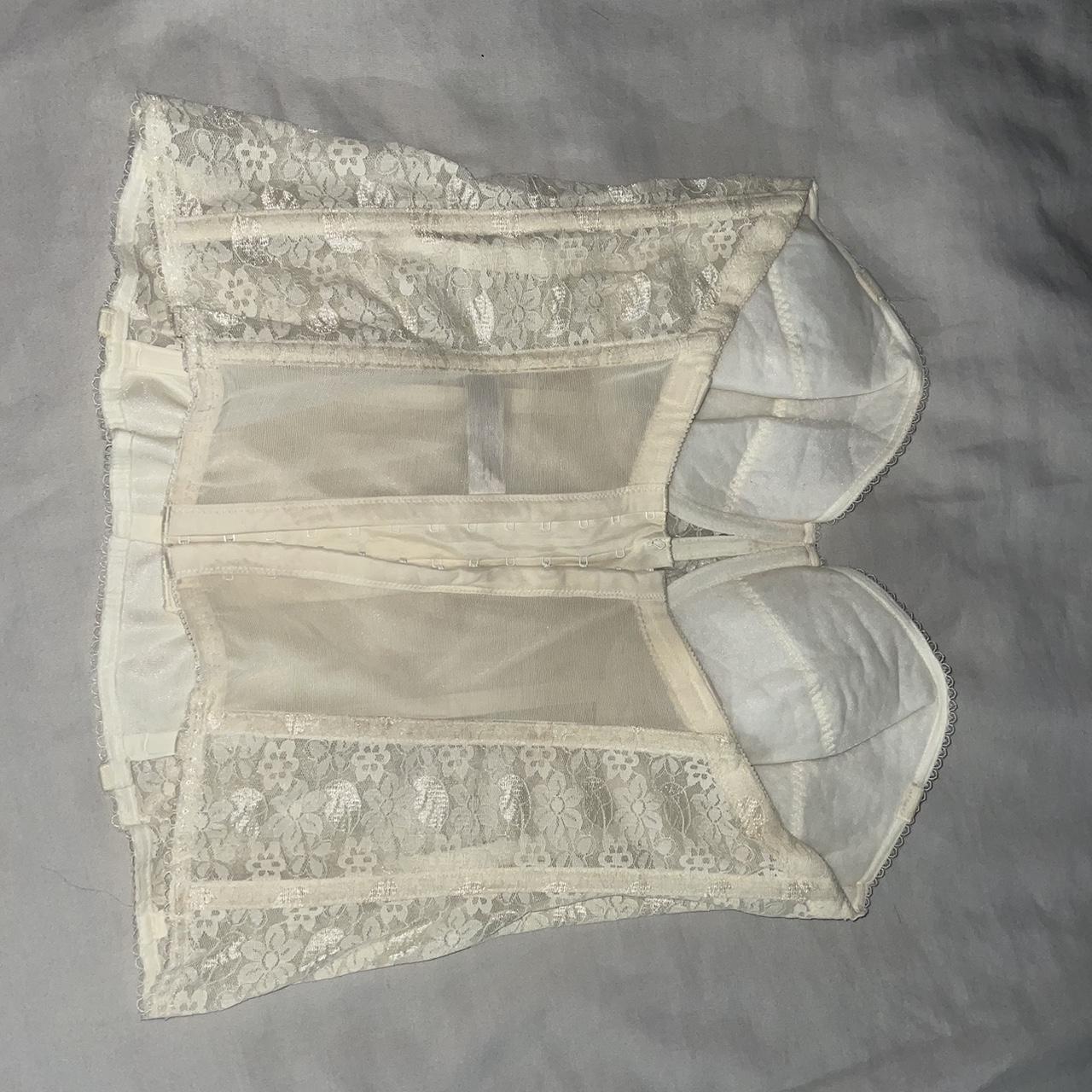 White Cream Corset White Lace Corset Size: 36F... - Depop
