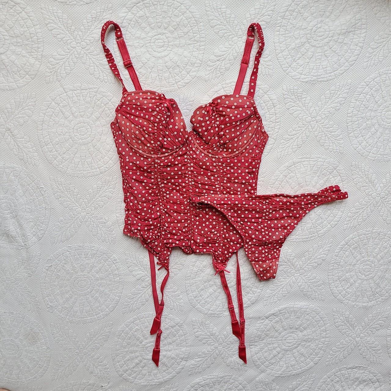 Vintage Chantal Thomass Matching 2 Piece Set red... - Depop