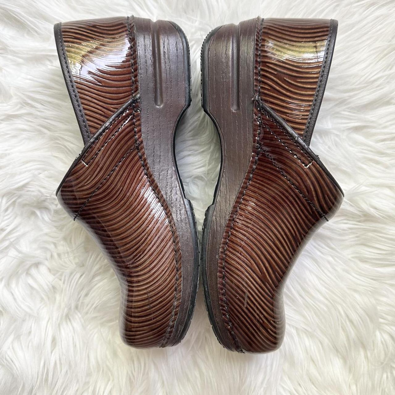 Dansko XP Brown Stripe Animal Print Leather Clogs ☁️... - Depop