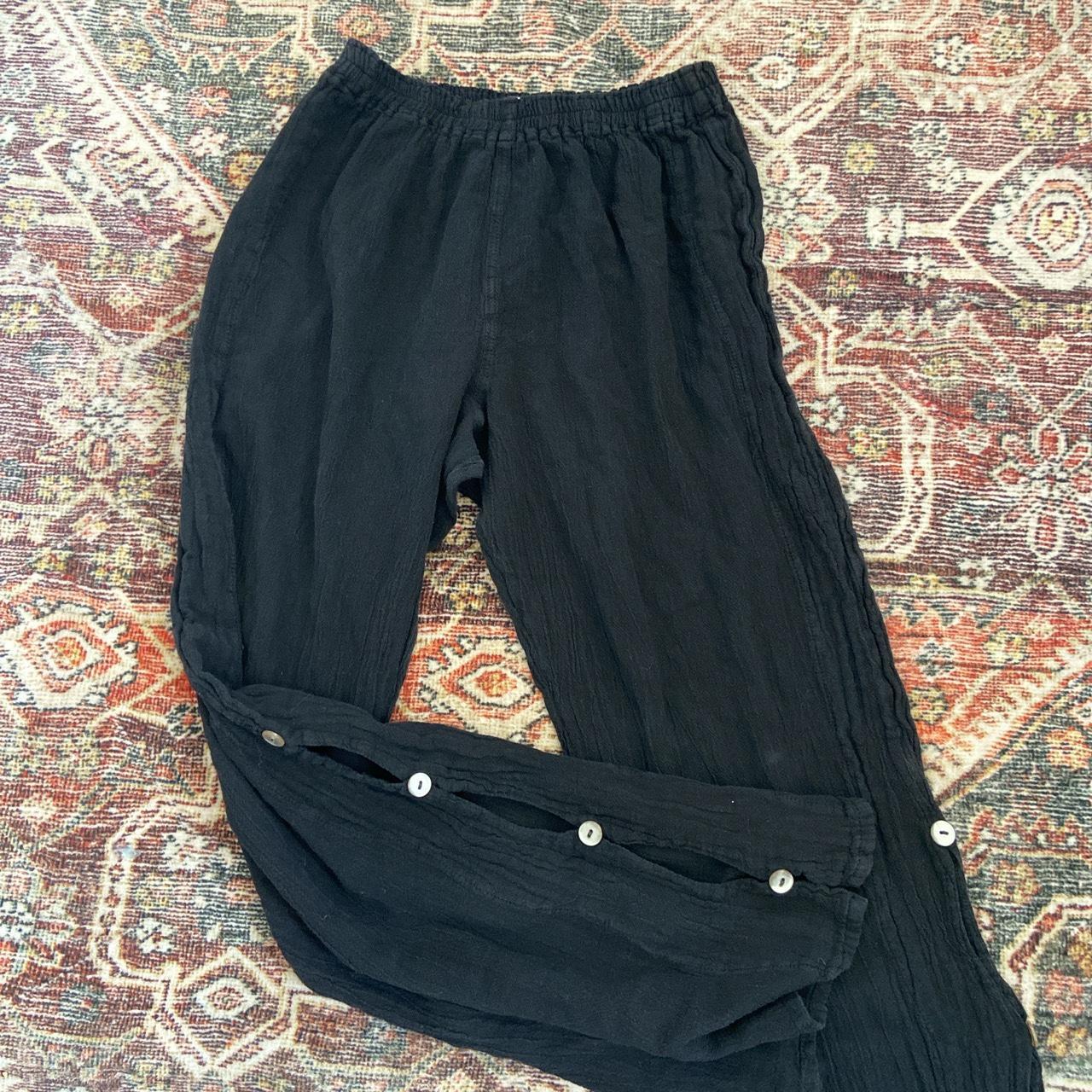 boho wide leg button up side cotton pants! tagged... - Depop