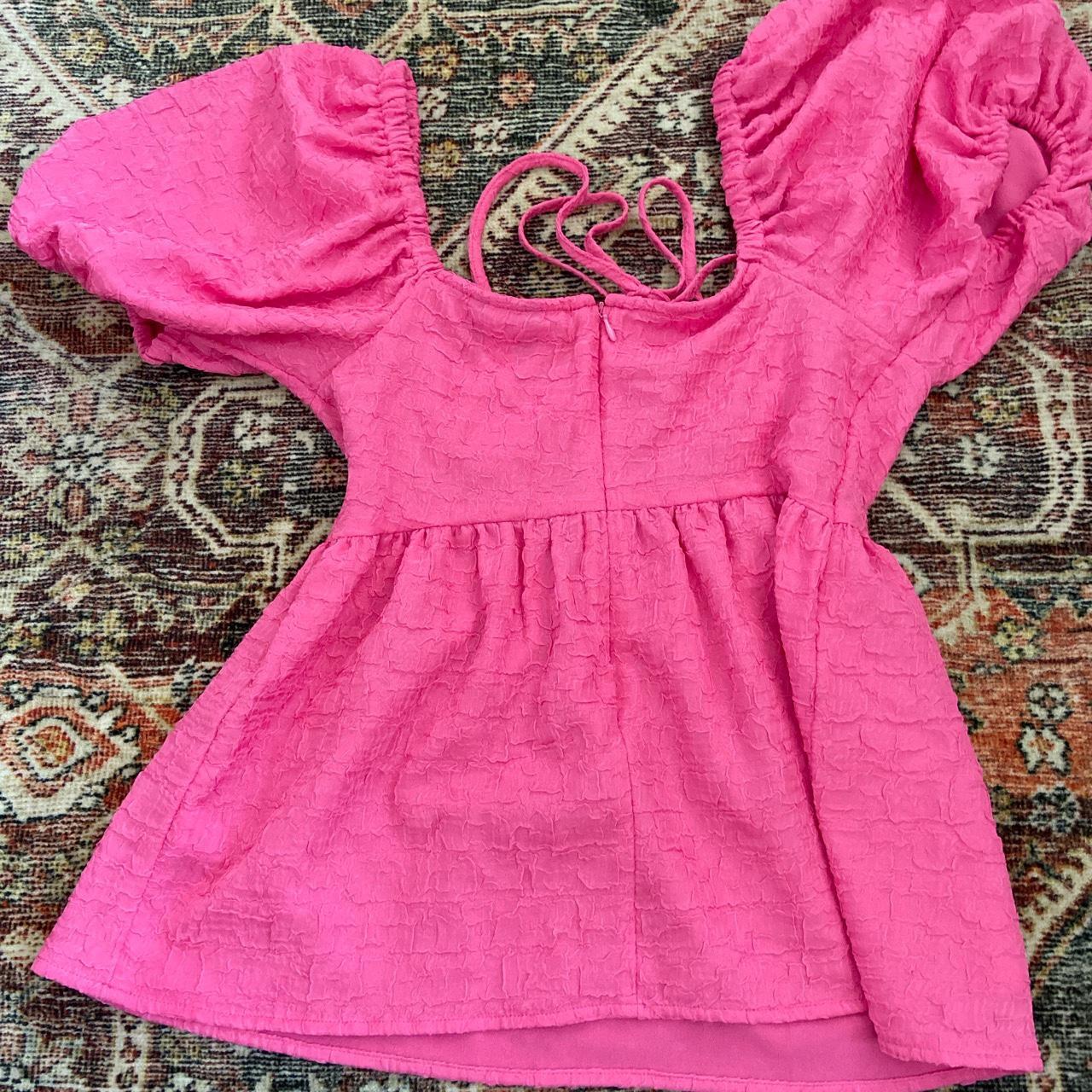 future collective pink puff sleeve blouse, future... - Depop
