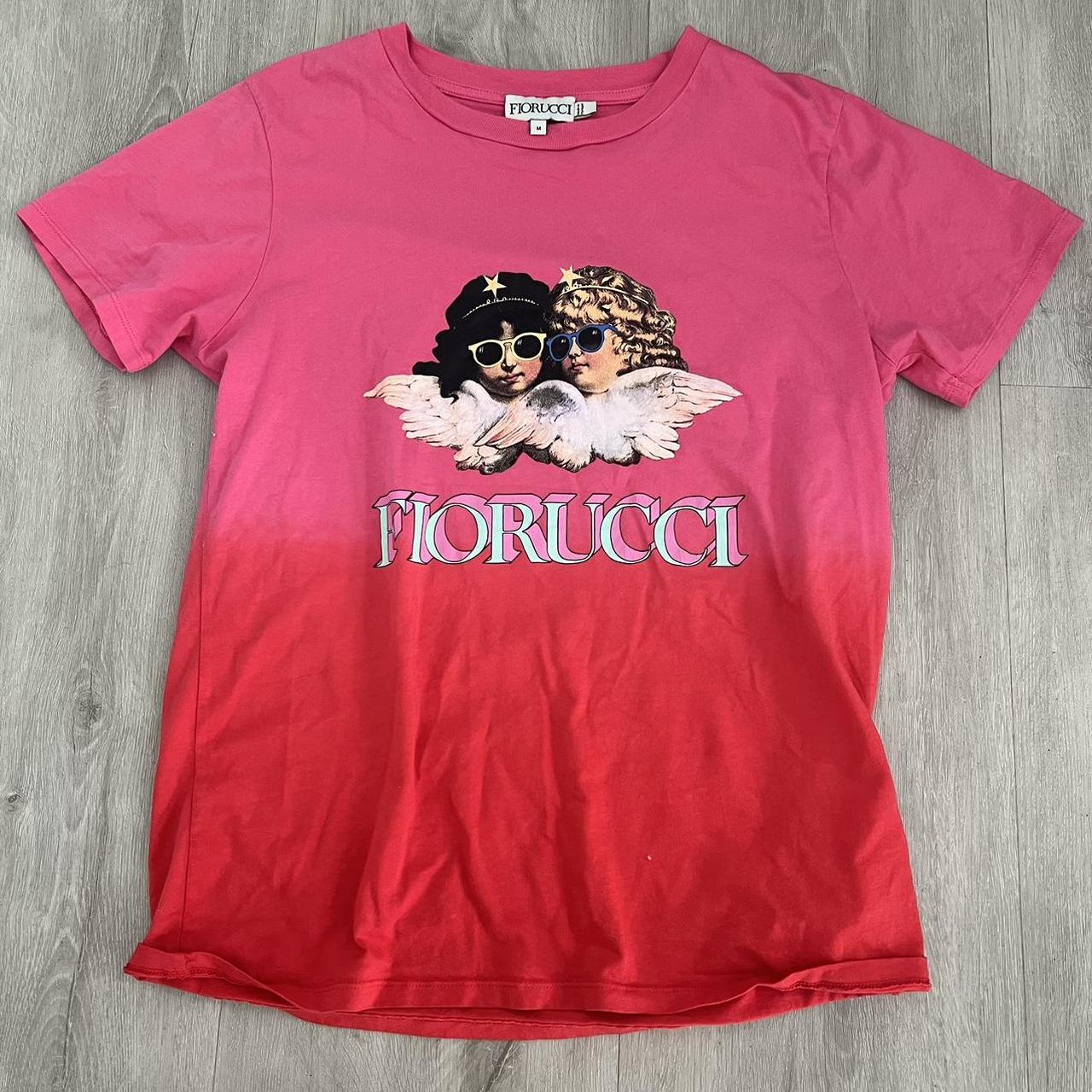 Fiorucci Medium Red&Pink Ombré Angels T-shirt Never... - Depop