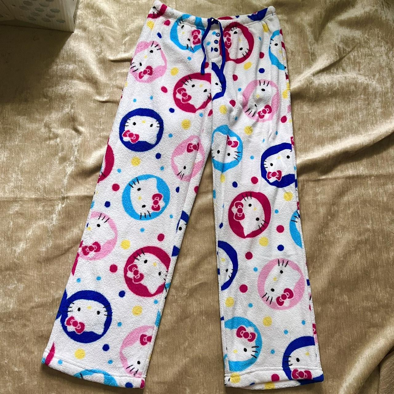 Fuzzy Hello Kitty Sanrio pajama pants, size large... - Depop