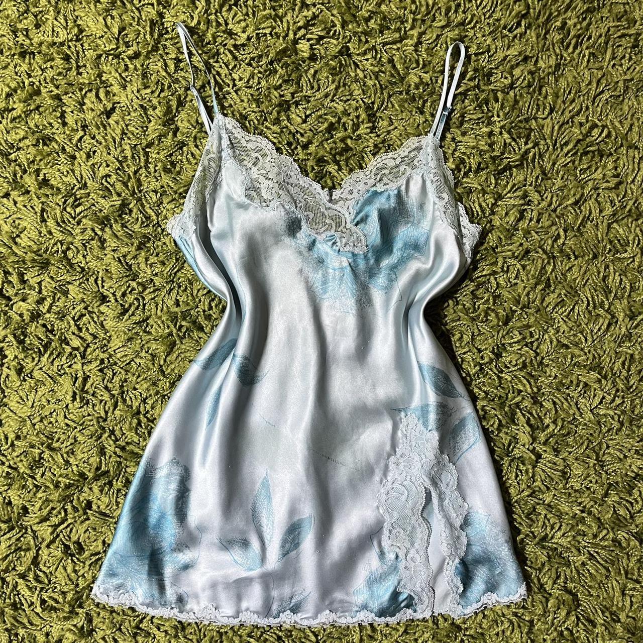 Adorable Micro Mini Baby Blue Floral Slip Dress 🩵... | Depop