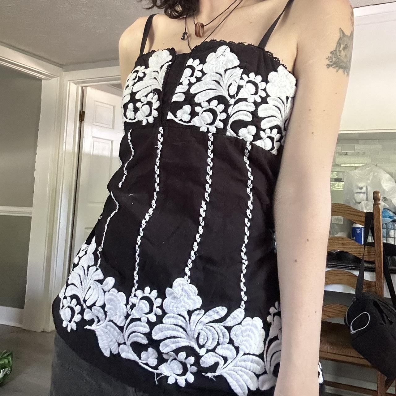 Black and white lace top with adjustable straps.... - Depop