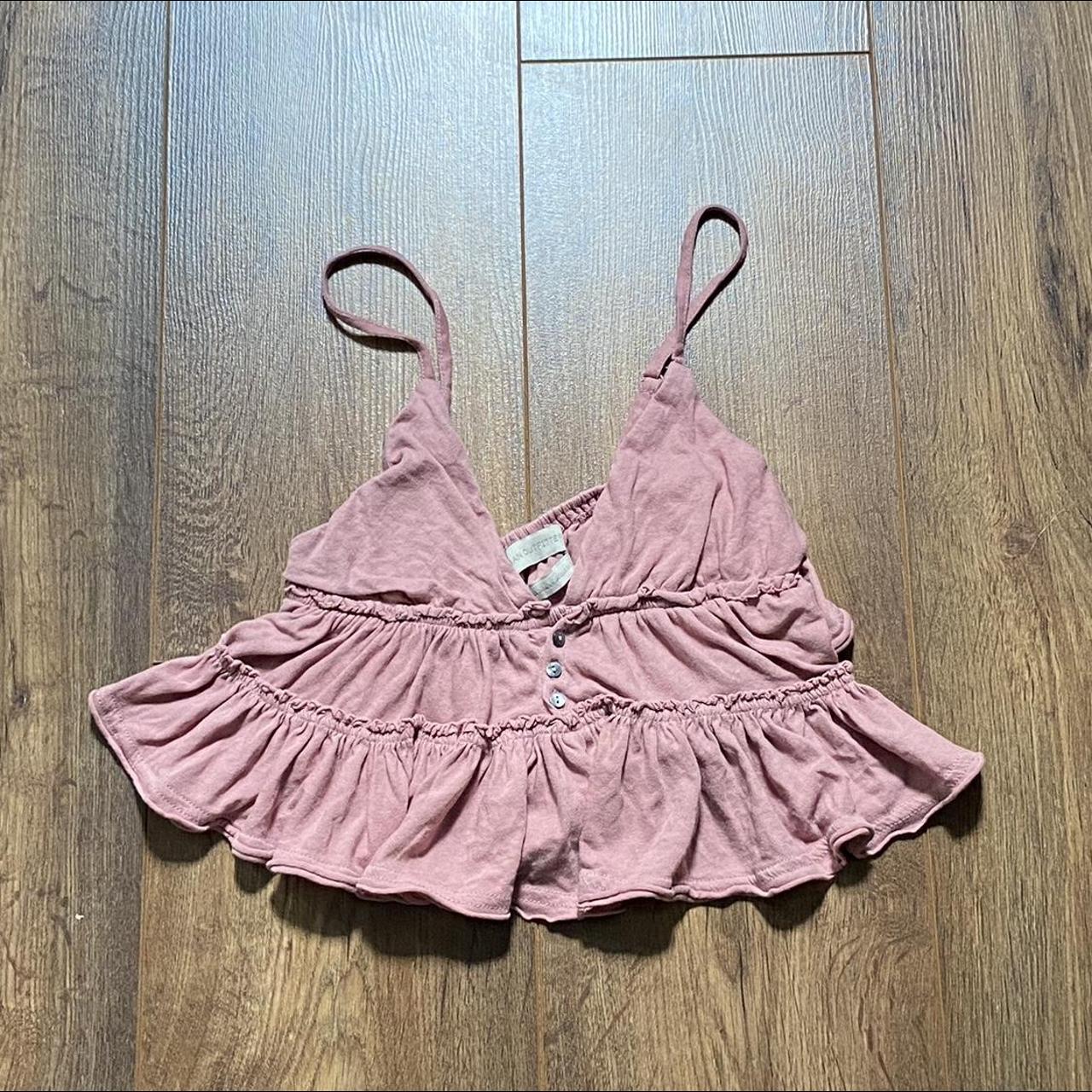 urban outfitters pink frilly vest/blouse fairy top... - Depop