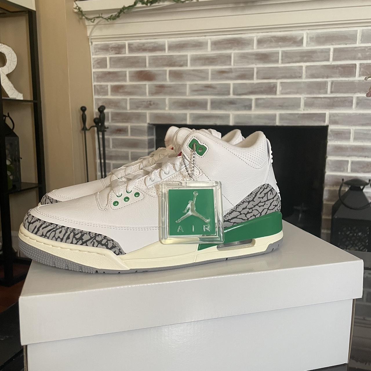 Air Jordan 3 Retro 'Lucky Green' Size 9’5 Men (Size... - Depop