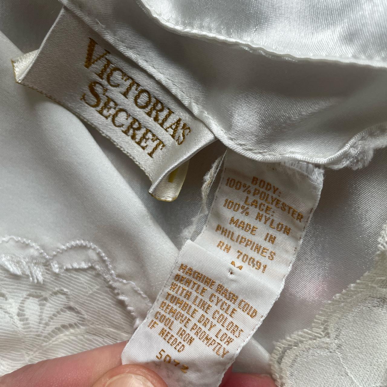 victoria's secret white satin slip with lace... - Depop