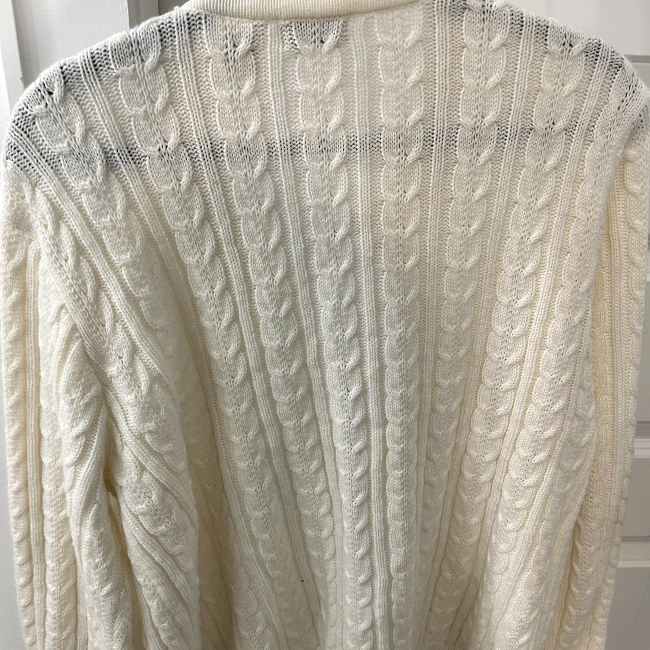 Cream cable knit cardigan/sweater with gold buttons... | Depop