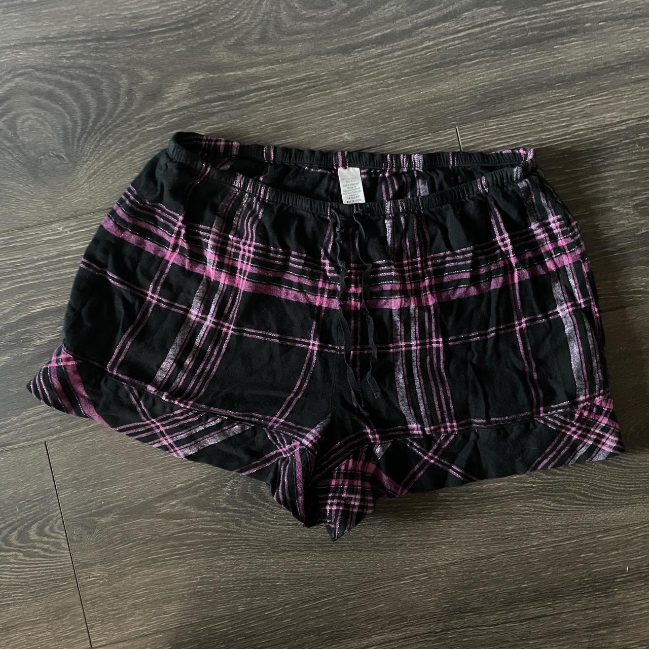 Victoria Secret boxer black and pink plaid shorts... | Depop