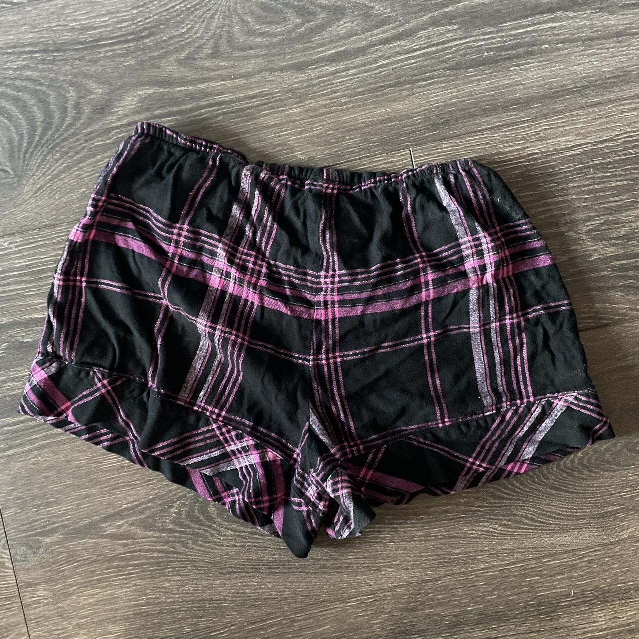 Victoria Secret boxer black and pink plaid shorts... | Depop