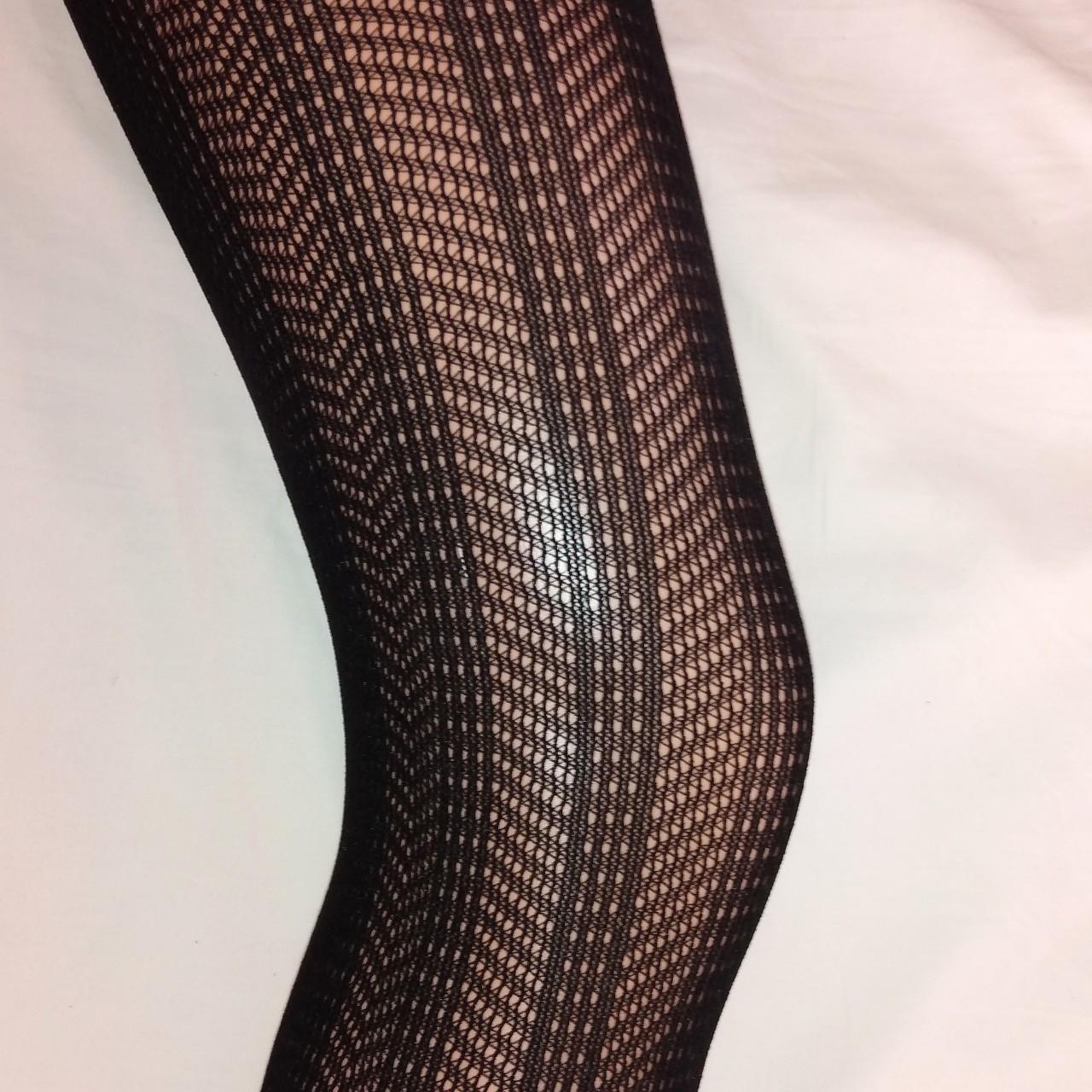 Black stretchy patterned tights. They are new but... - Depop