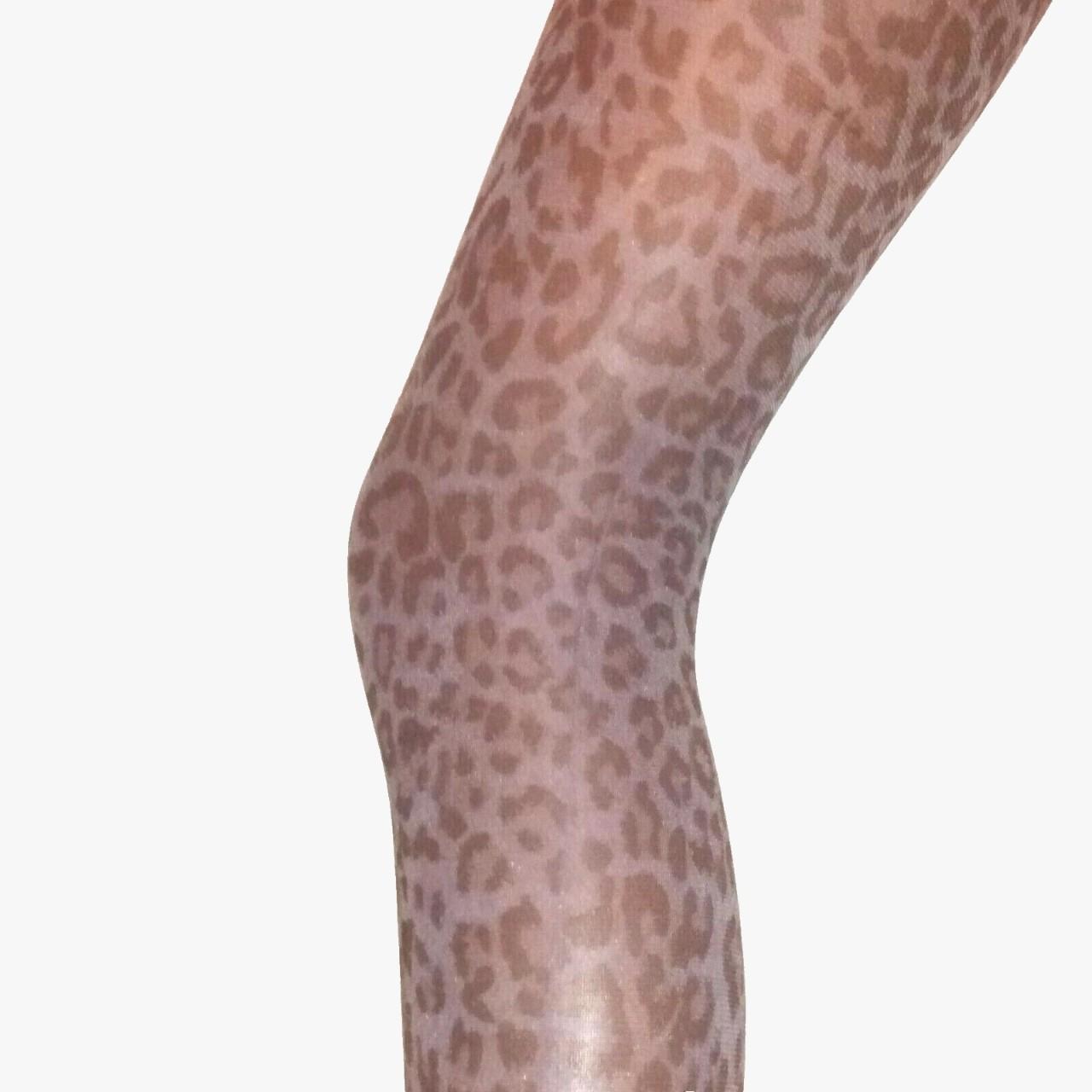 Footless leopard tights in grey. Approx 70 denier,... - Depop