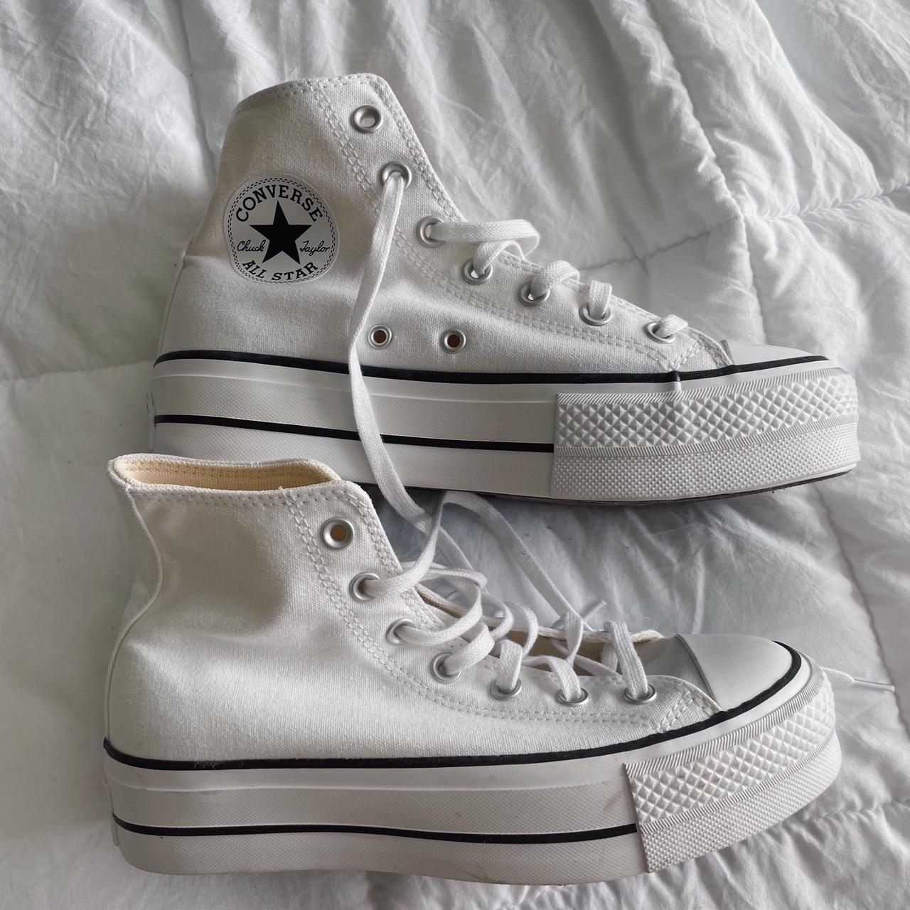 White Platform Converse Women’s Size 7 Worn once or... - Depop
