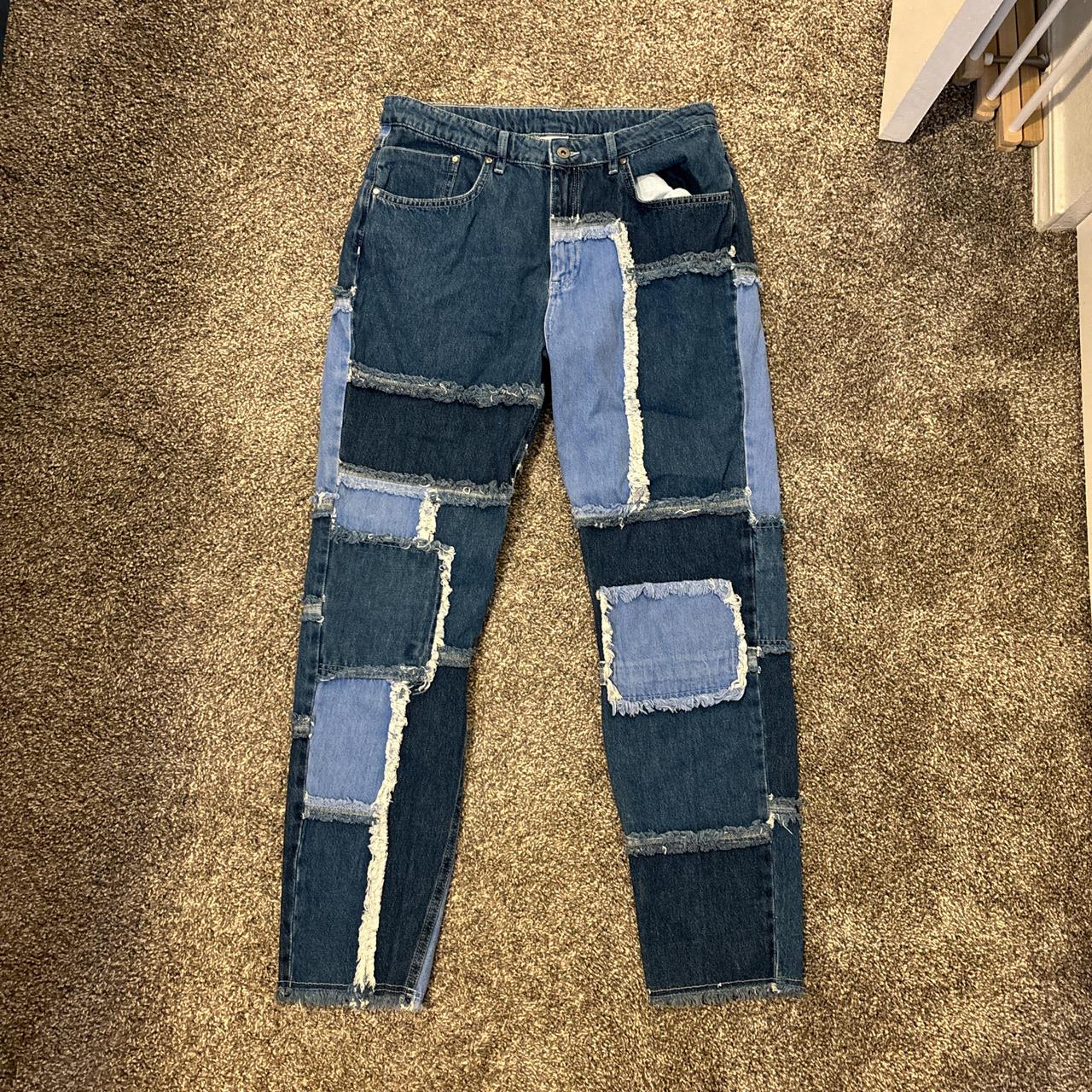 ragged patchwork jeans - Depop