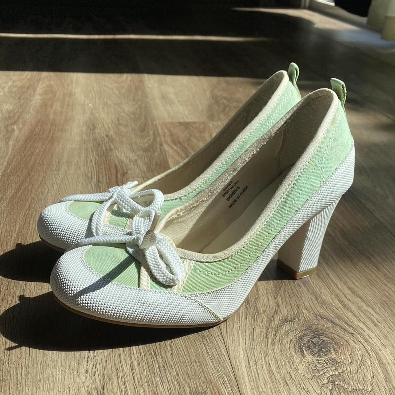 cutest matcha green kitten heels ★ paypal... - Depop