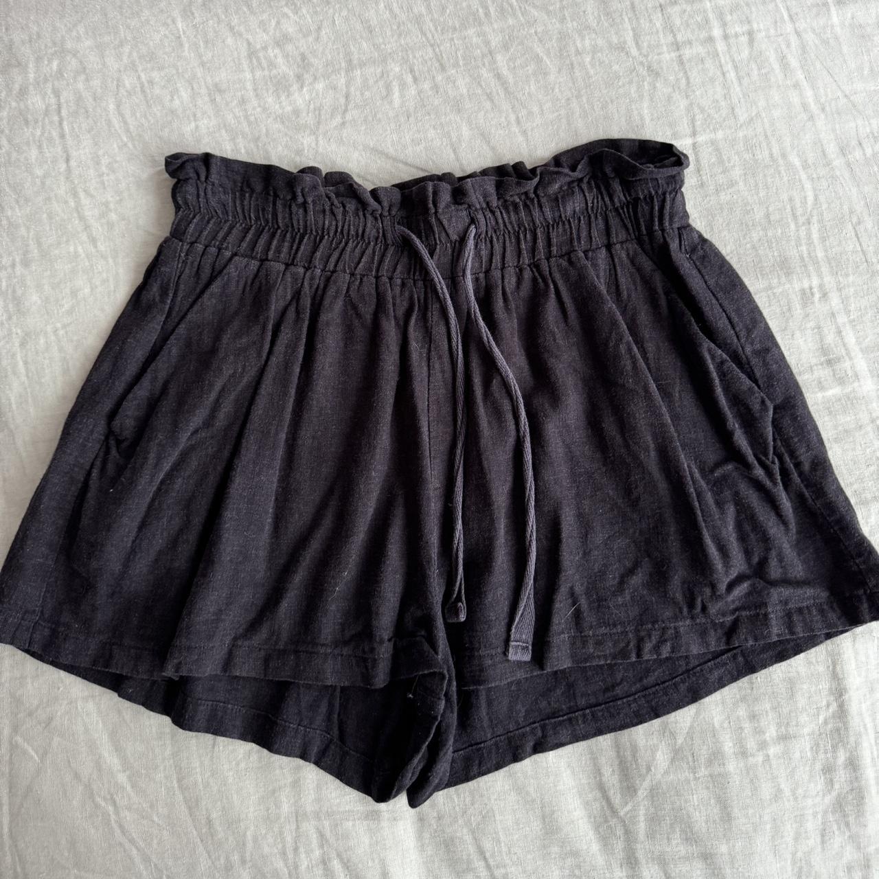 - selling black glassons paperbag linen shorts -... | Depop