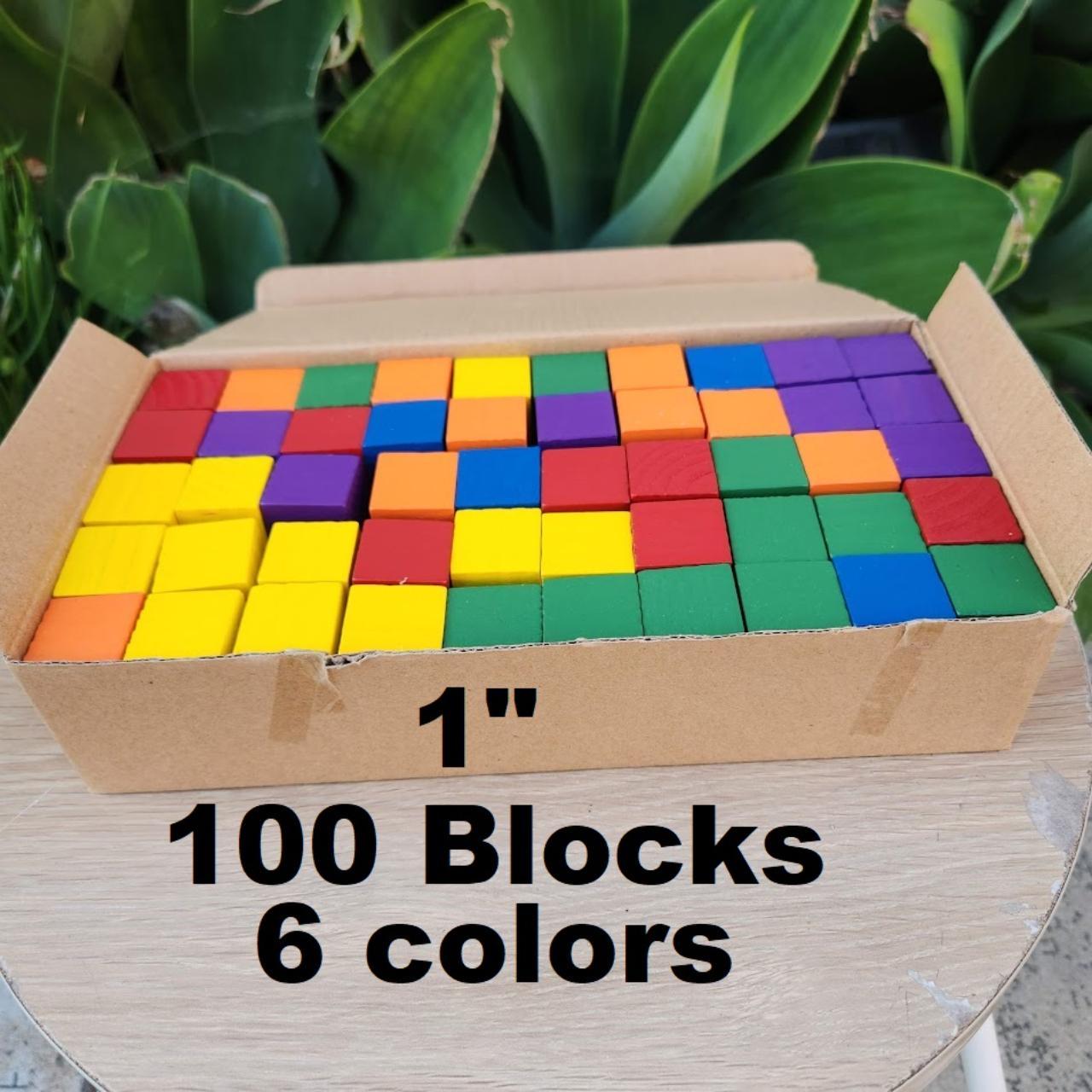 NEW 100 Blocks Wood Color 1" 6 Colors Math... | Depop
