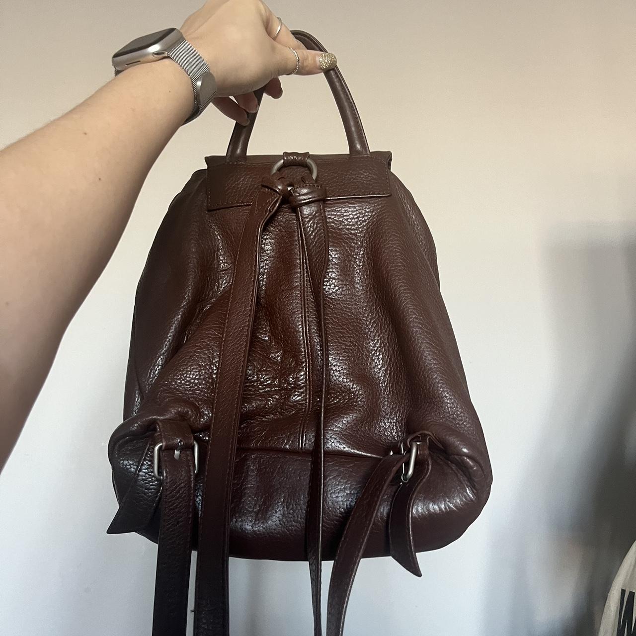 Brown leather mini back pack Fits a book and basic... - Depop
