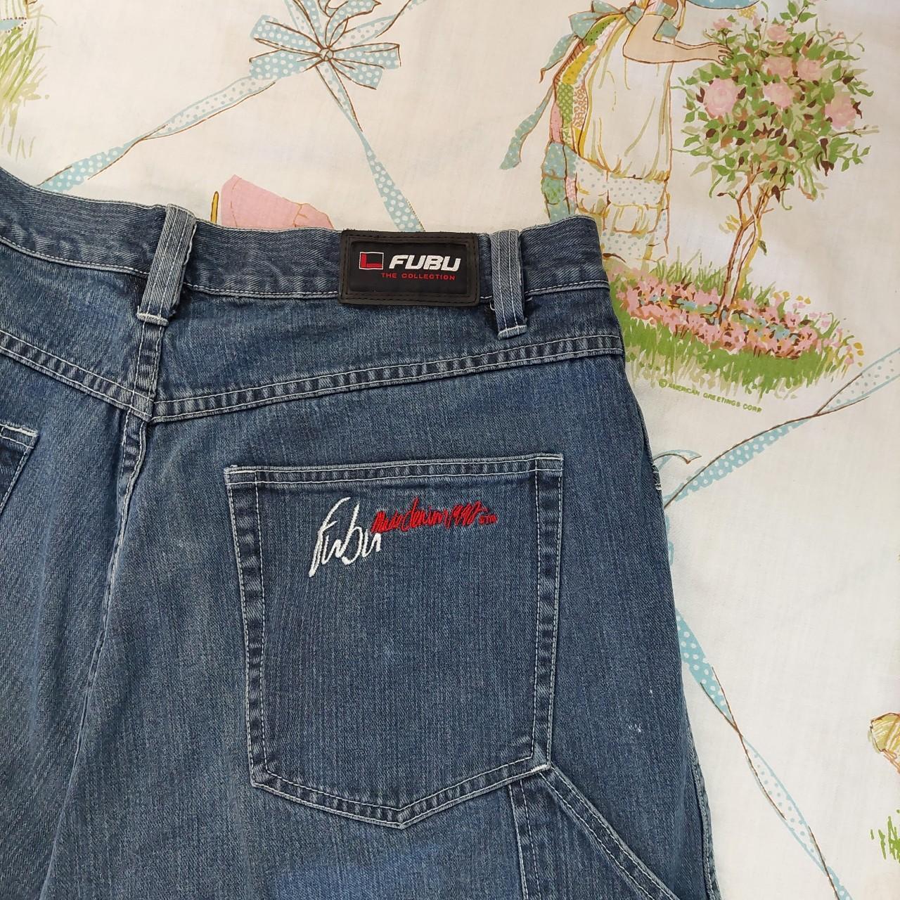 FUBU Men's Red and Blue Shorts | Depop