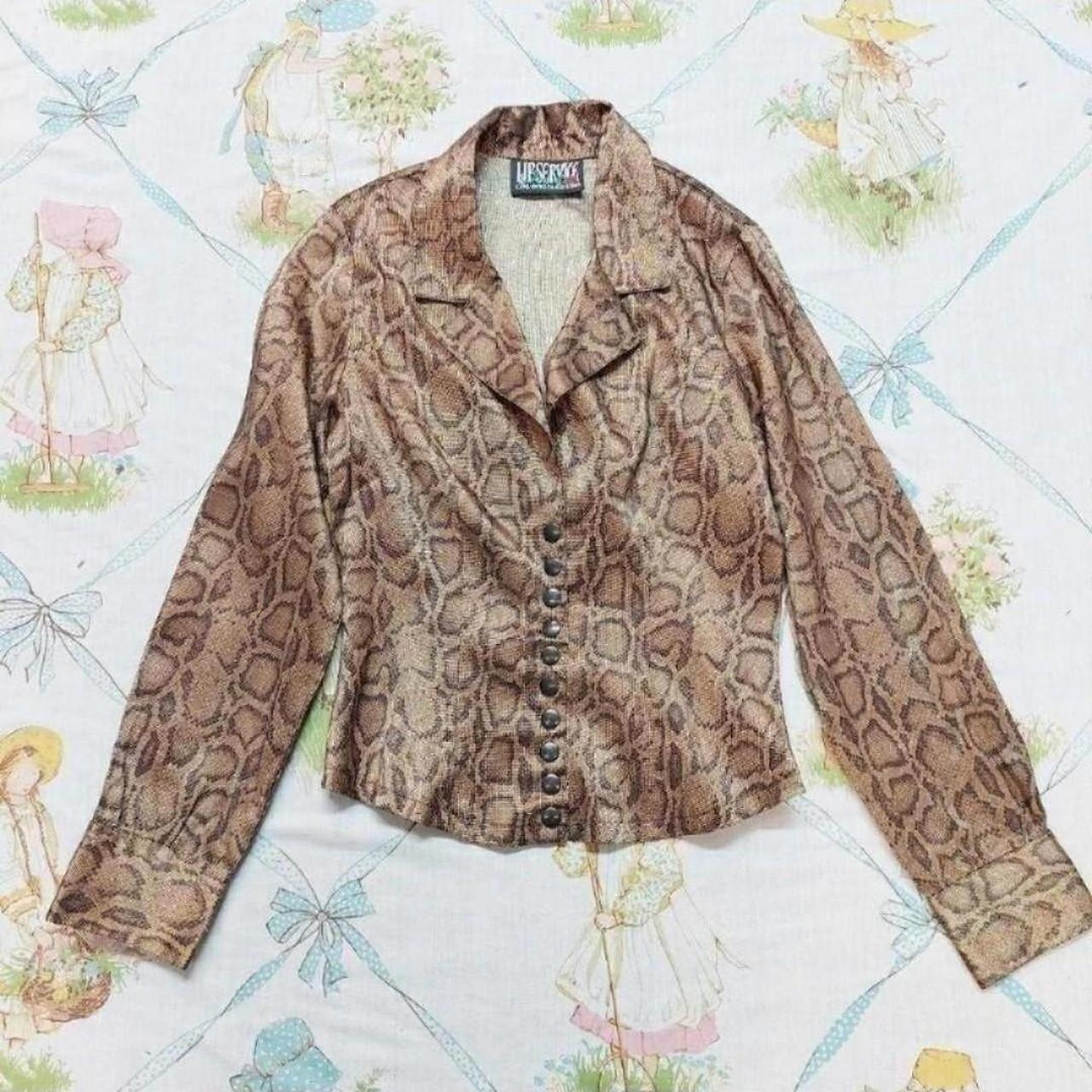 Vintage Lip Service Shirt Snakeskin Fabric Shiny... - Depop