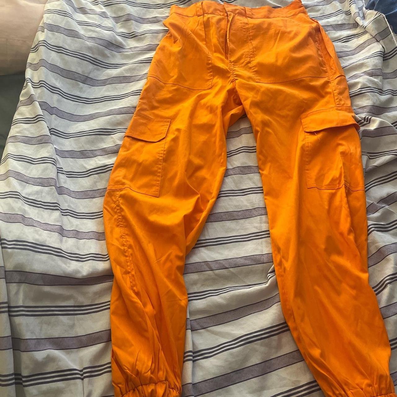 medium orange cargo pants! only worn once! (these... - Depop