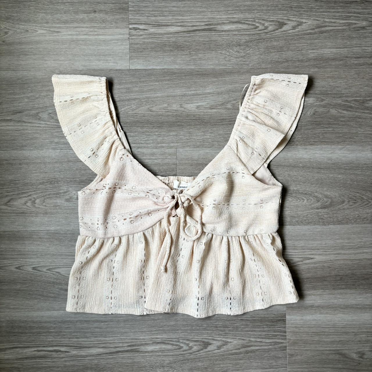 linen babydoll ruffle top - size: M - so cute... - Depop