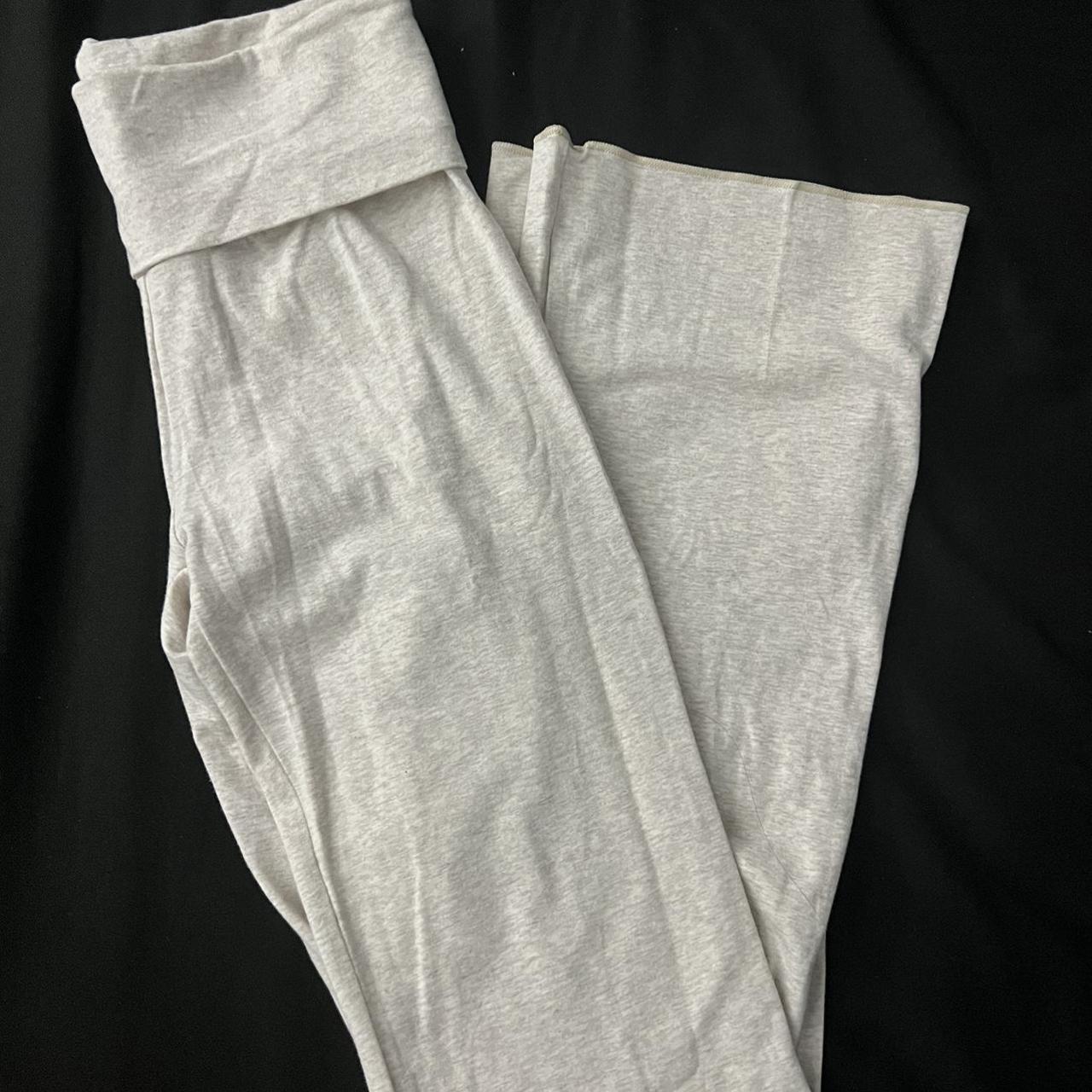 skims cotton jersey flare pants heather oatmeal - Depop