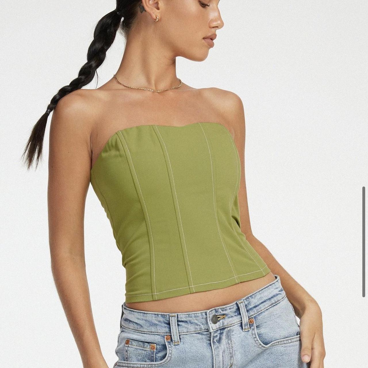 flattering brand new motel rocks green corset... - Depop