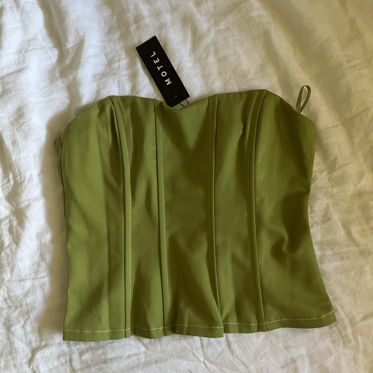 flattering brand new motel rocks green corset... - Depop