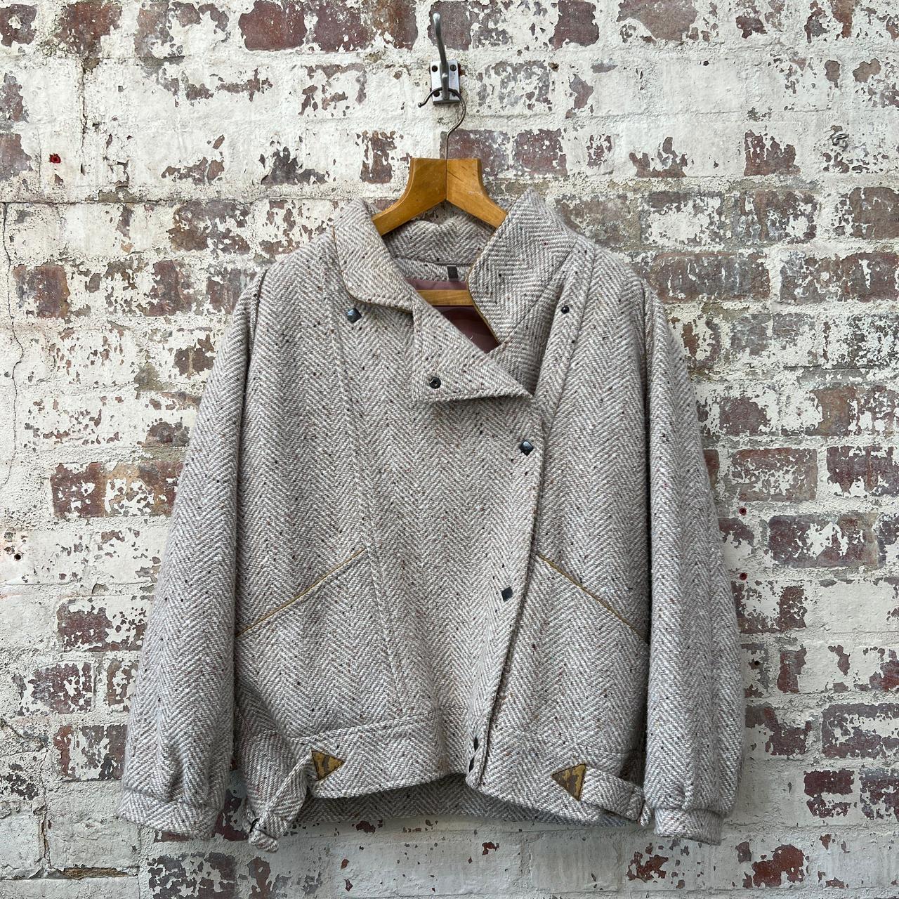 Vintage 1980s Womens Beige Knit Jacket Womens... - Depop