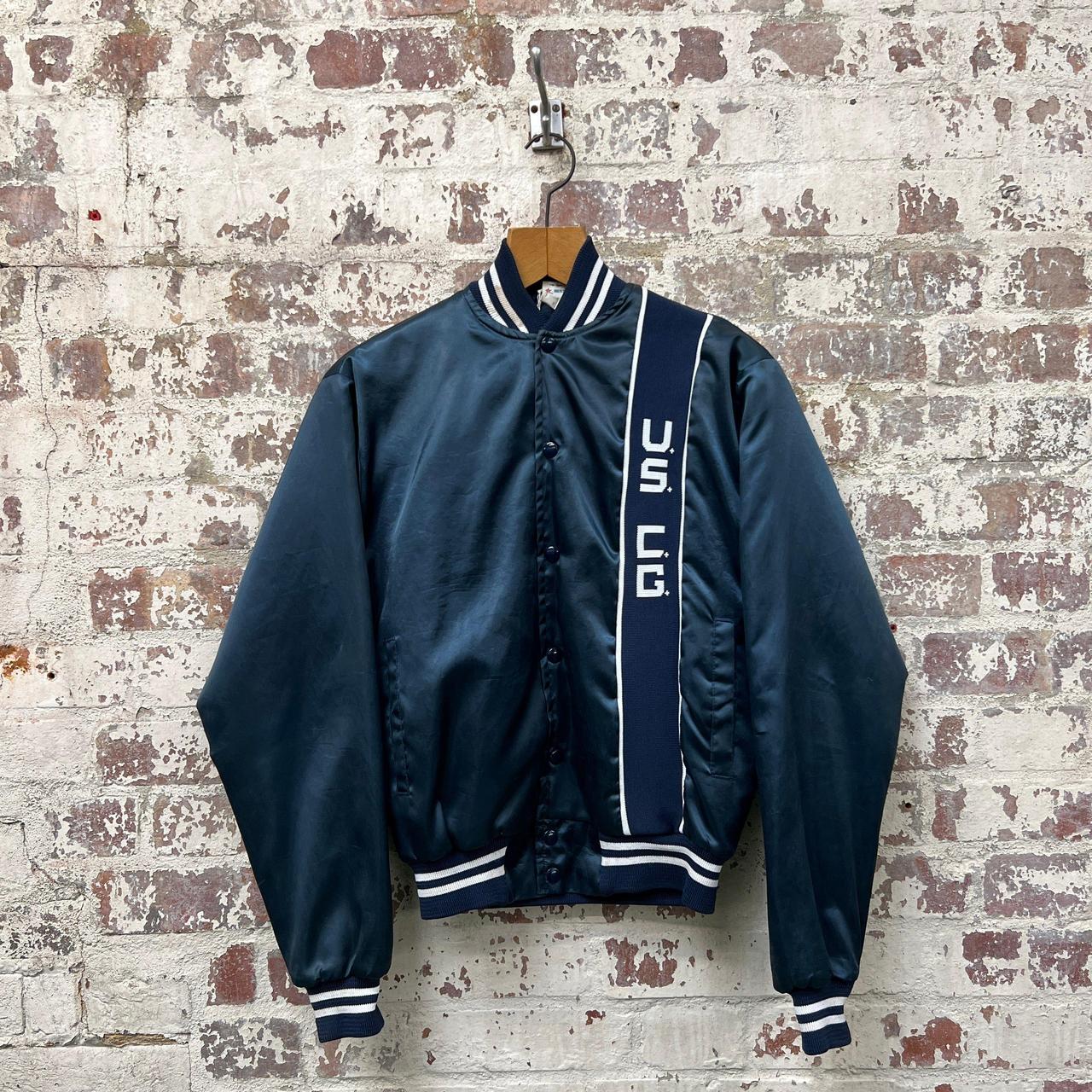 Vintage 1980s Navy USCG Varsity Jacket Vintage... - Depop