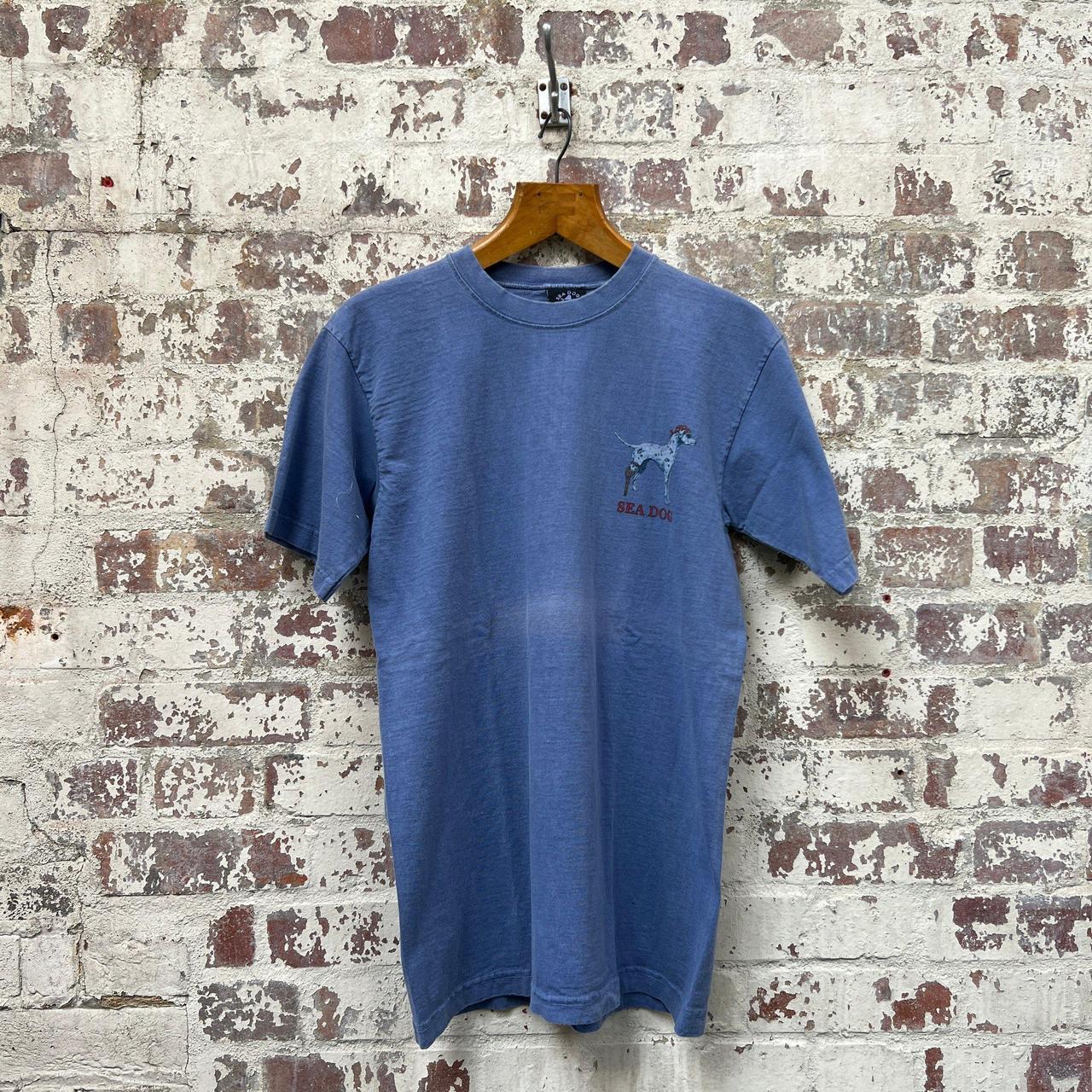 Vintage 1990s Blue Sea Dog Print T-Shirt Vintage... - Depop