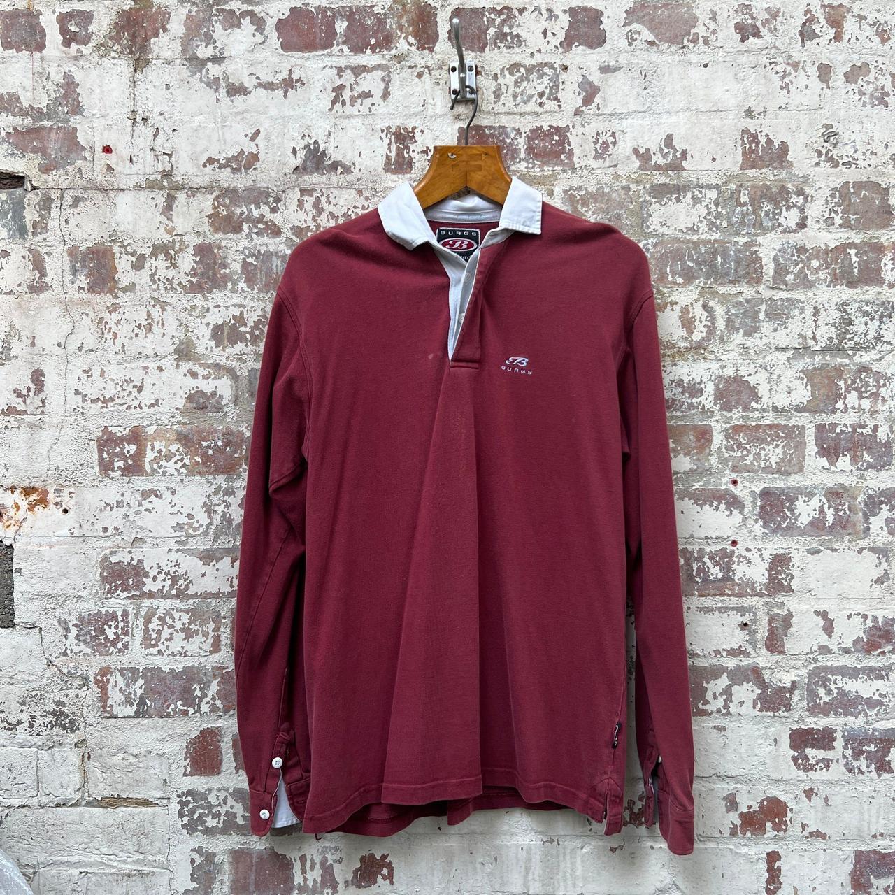 Vintage 1990s Maroon Sailing Rugby Top Vintage... - Depop