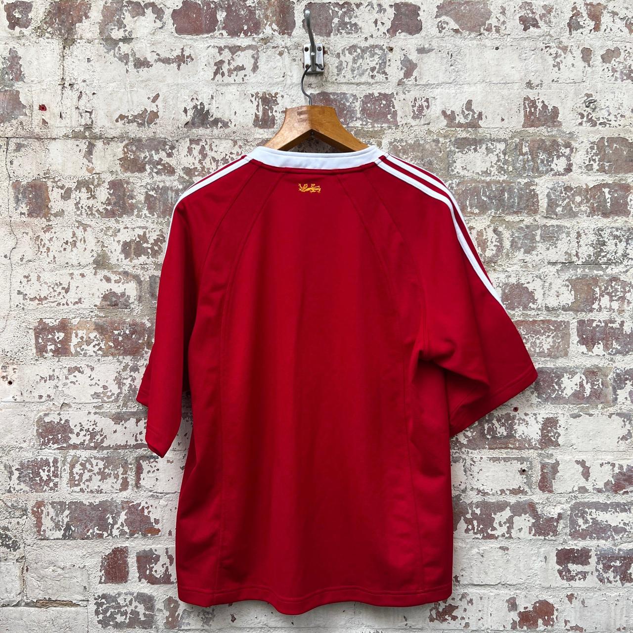 2000s Red Adidas British Lions Rugby Top Red... - Depop