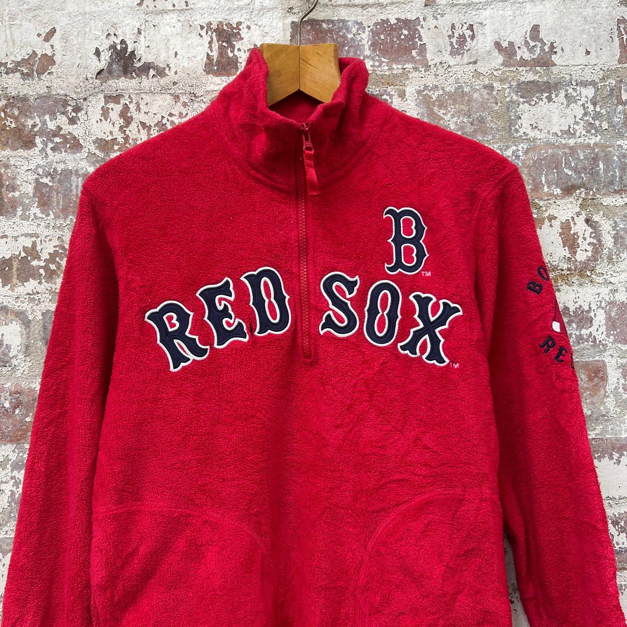 Vintage 1990s Red Red Sox Zip Up Fleece Size Large... - Depop