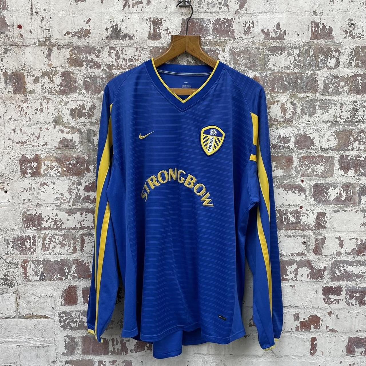 Vintage 2000-2002 Blue Nike Leeds Away Football Kit... - Depop