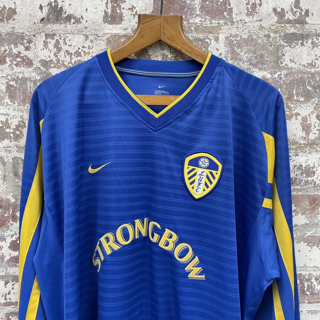 Vintage 2000-2002 Blue Nike Leeds Away Football Kit... - Depop