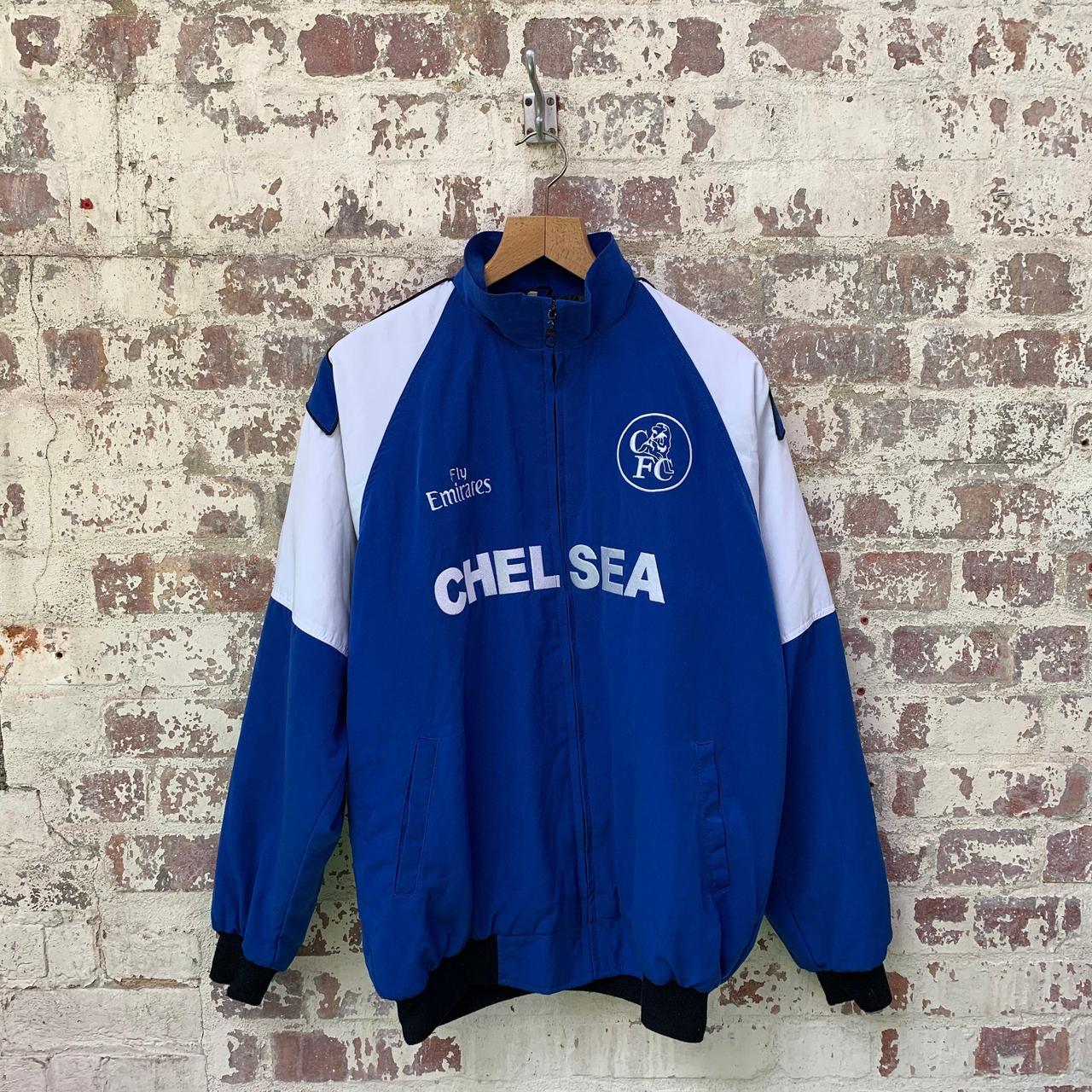 Vintage 1990s Blue Chelsea Bomber Jacket Vintage... - Depop